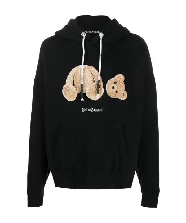 Palm Angels Bear-motif Hoodie - Black