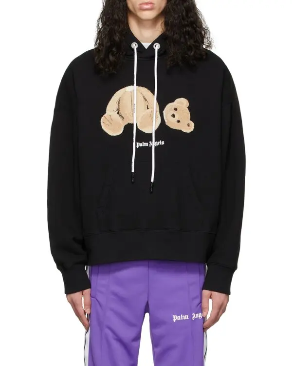 Palm Angels Bear-motif Hoodie - Black