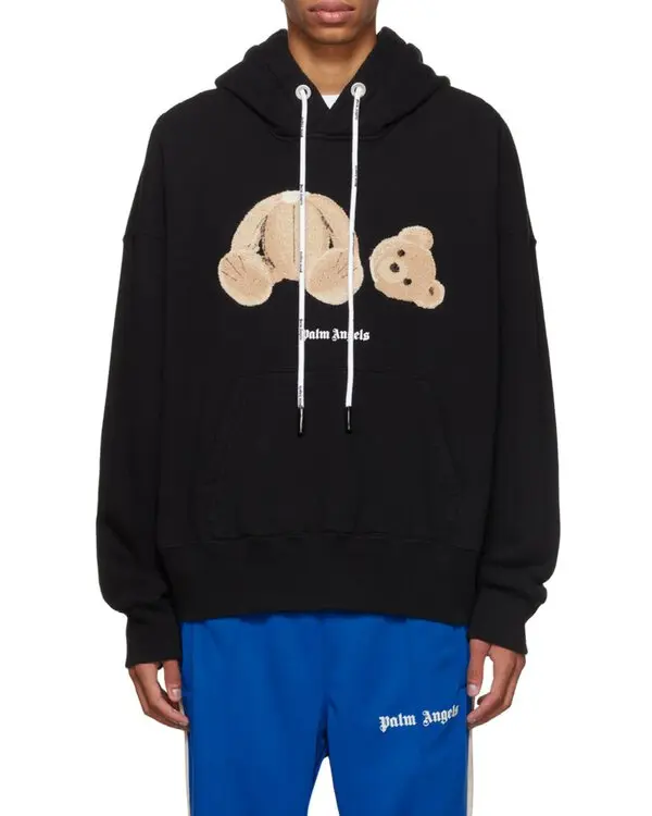 Palm Angels Bear-motif Hoodie - Black