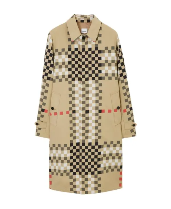 Burberry Pixel Check-print Single-breasted Coat - No