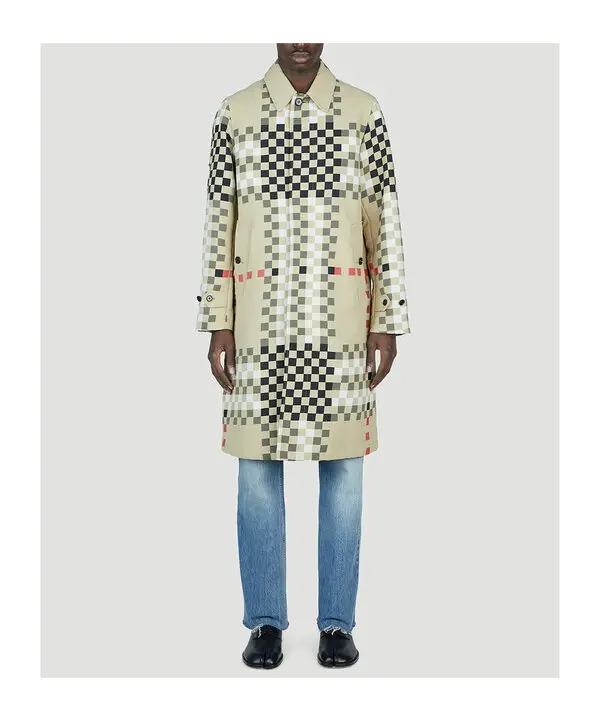 Burberry Pixel Check-print Single-breasted Coat