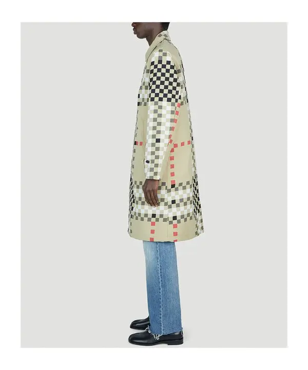 Burberry Pixel Check-print Single-breasted Coat