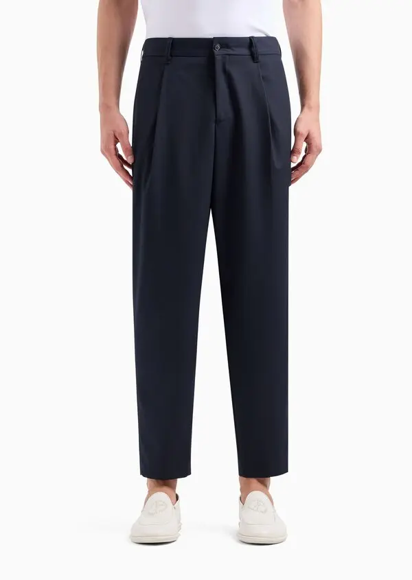 Giorgio Armani Tapered Leg Cropped Trousers - Black