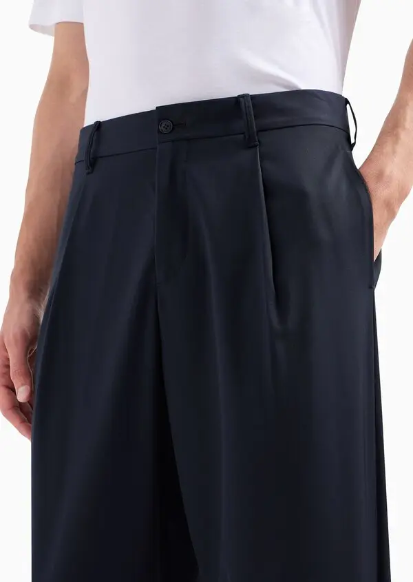 Giorgio Armani Tapered Leg Cropped Trousers - Black