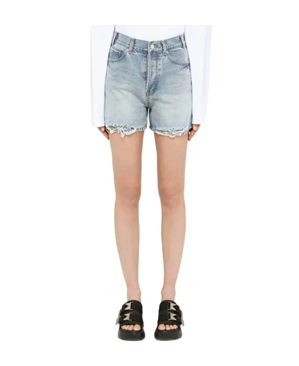 We11Done High Waist Ripped Denim Shorts