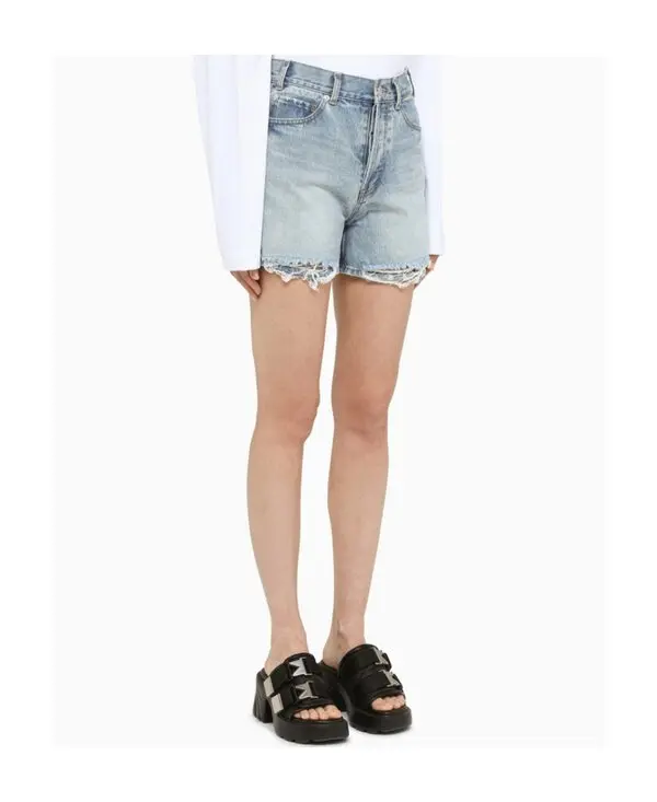 We11Done High Waist Ripped Denim Shorts
