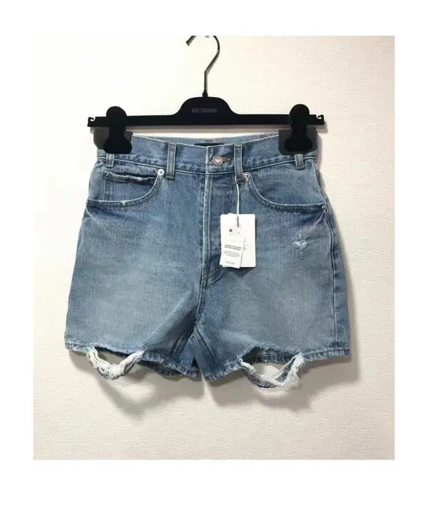 We11Done High Waist Ripped Denim Shorts
