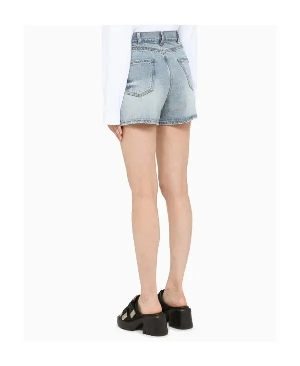 We11Done High Waist Ripped Denim Shorts