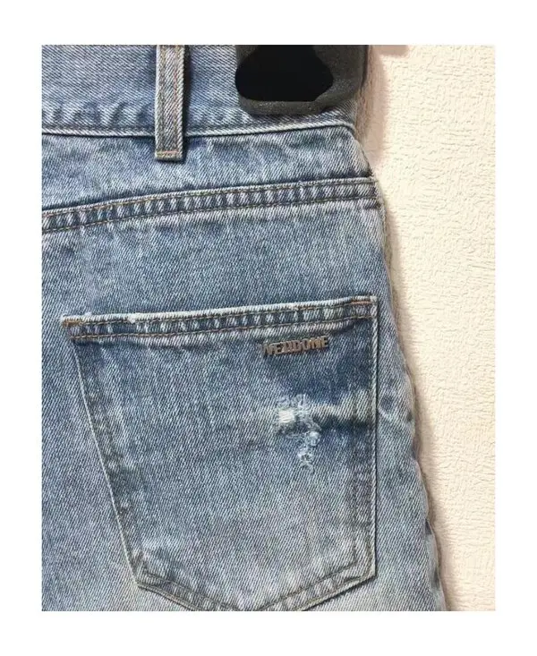 We11Done High Waist Ripped Denim Shorts