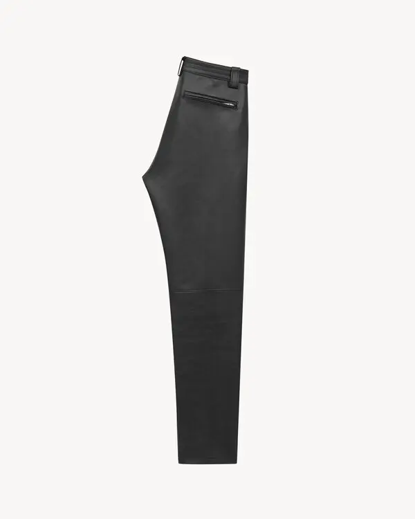 Saint Laurent Belted Grained Leather Trousers