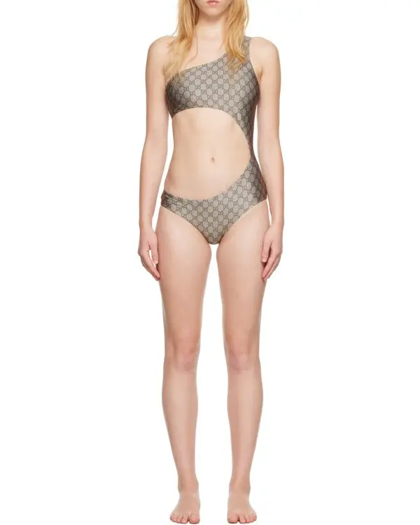 Gucci Gg Stretch Jersey One-piece Swimsuit - Nude