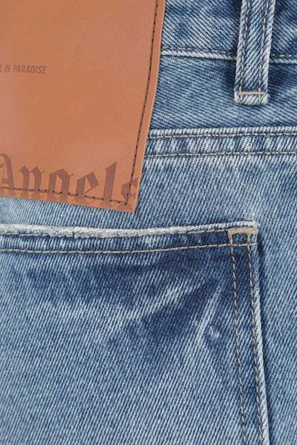 Palm Angels Logo Patch Straight-leg Jeans - Gray