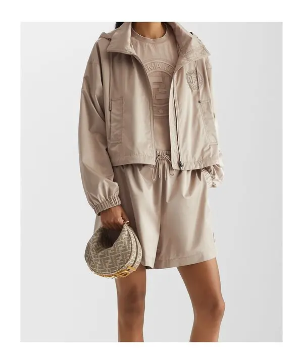 Fendi Cropped Drawstring Hooded Jacket