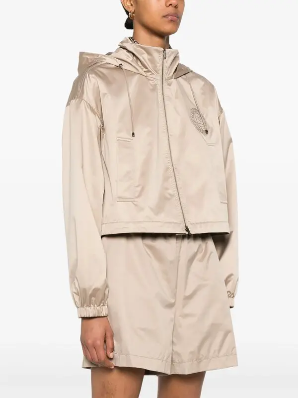 Fendi Cropped Drawstring Hooded Jacket