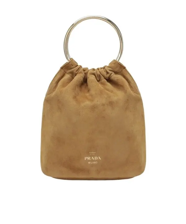 Prada Logo Bucket Bag - Cinnamon