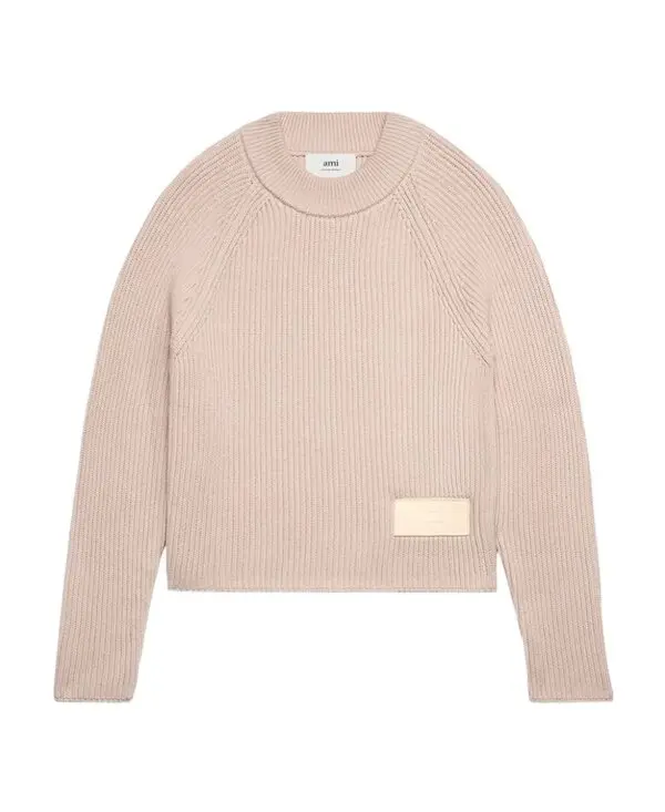 Ami Crewneck Knitted Jumper - Nude