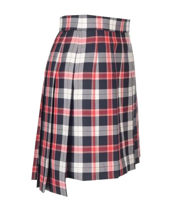 Thom Browne Checkered Pleated Mini Skirt With Striped Accents