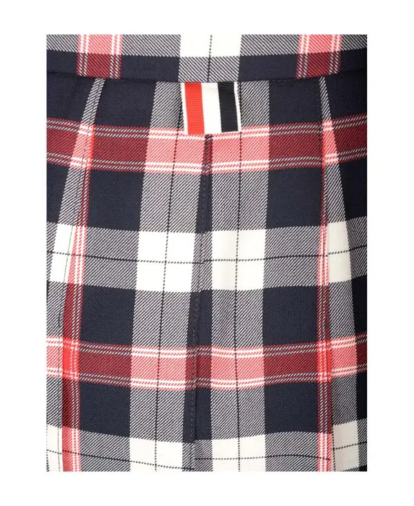 Thom Browne Checkered Pleated Mini Skirt With Striped Accents