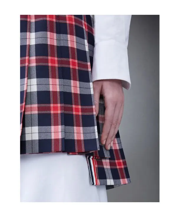Thom Browne Checkered Pleated Mini Skirt With Striped Accents