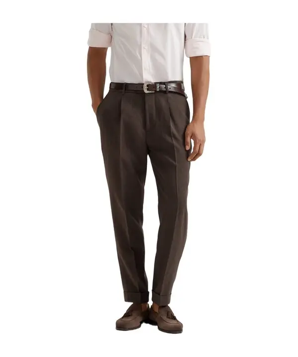 Brunello Cucinelli Pleated Tailored Trousers - Brown