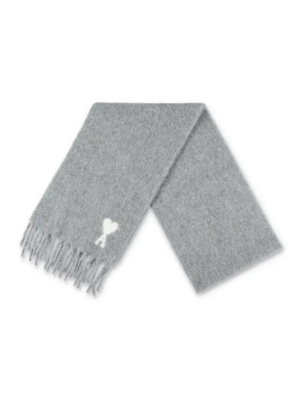 Ami De Coeur Fringed Scarf - Gray