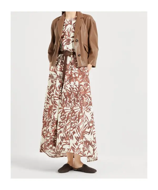 Brunello Cucinelli Herbarium Printed Sleeveless Maxi Dress