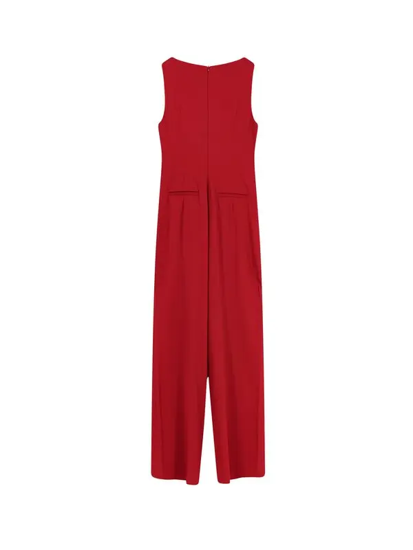 Max Mara Sleeveless Crewneck Jumpsuit - Red