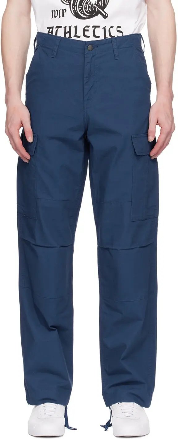 Carhartt Work In Progress Logo Casual Pants - Blue