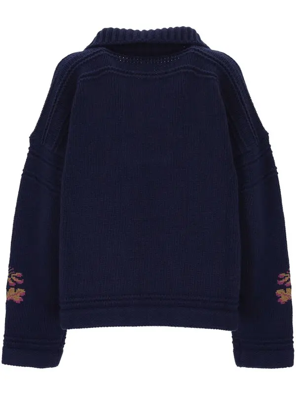 Etro Drawstring High-neck Jumper With Graphic Print - Black