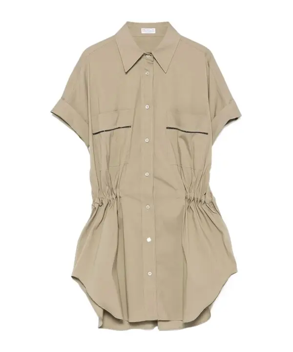 Brunello Cucinelli Oversized Curved Hem Shirt - Nude
