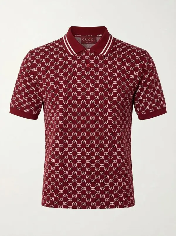 Gucci Gg Cotton Piquet Jacquard Polo Shirt - Red