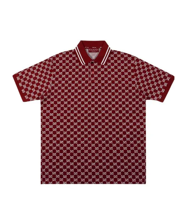 Gucci Gg Jacquard Short-sleeved Polo Shirt - Red