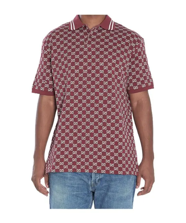 Gucci Gg Jacquard Short-sleeved Polo Shirt - Red