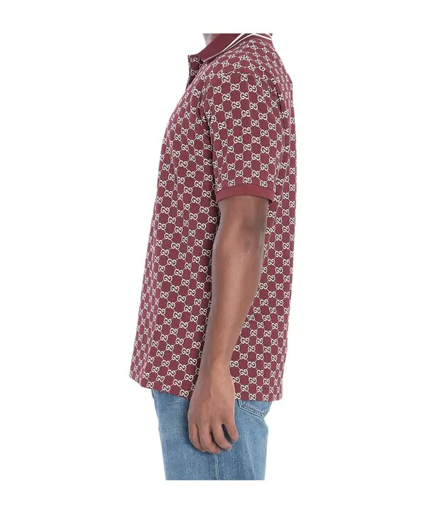 Gucci Gg Jacquard Short-sleeved Polo Shirt - Red