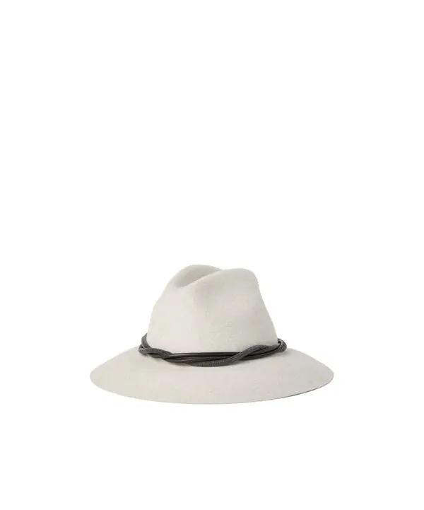 Brunello Cucinelli Wide Brim Fedora - Light Gray