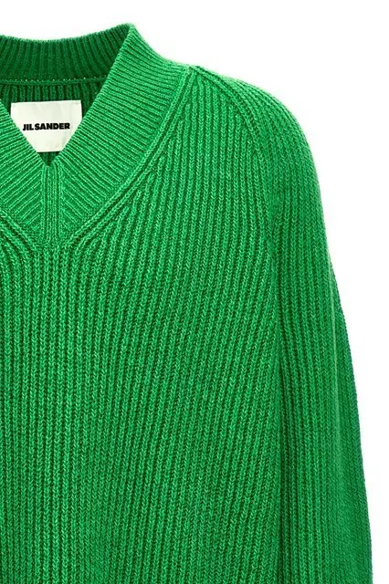 JIL SANDER V-neck Oversized Knitted Jumper