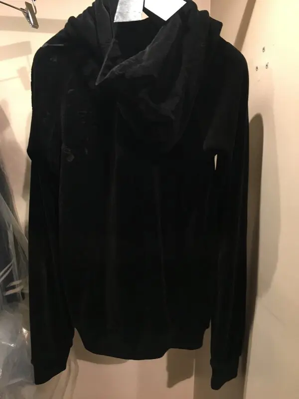 Saint Laurent Distressed Velvet Drawstring Hoodie