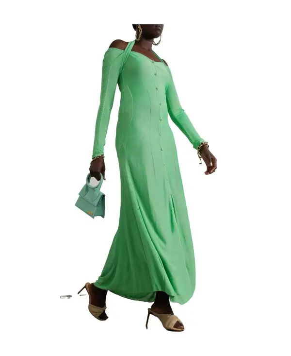 Jacquemus Logo Shoulder-cut Extra-long Dress