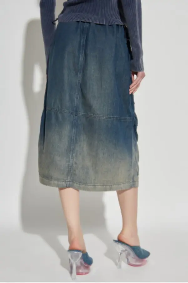DIESEL® Multi-pocket Denim Midi Skirt