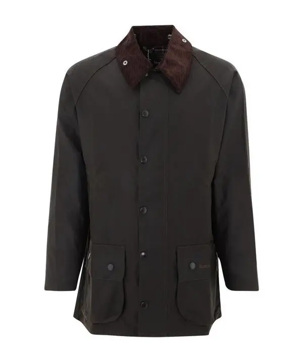 Barbour Logo Embroidered Snap-fastened Coat - Black