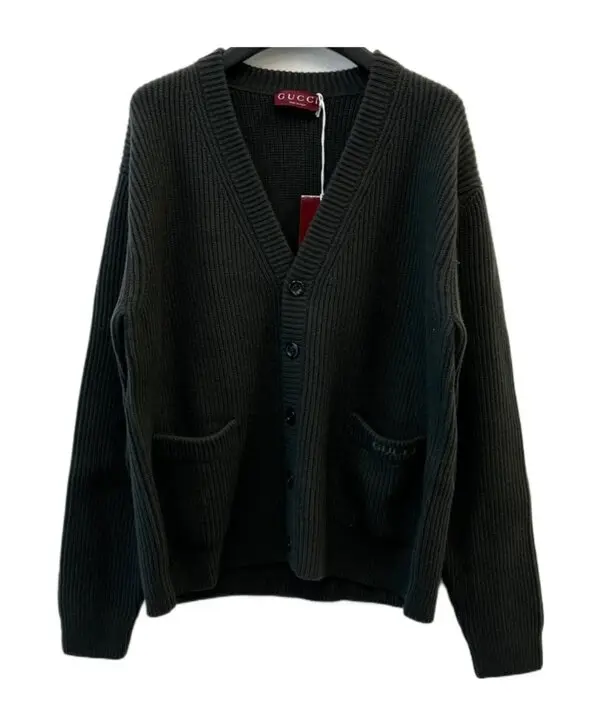 Gucci V-neck Ribbed Cardigan - Black