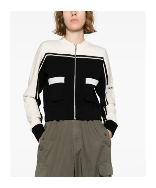 Palm Angels Logo Intarsia Zipped Cardigan