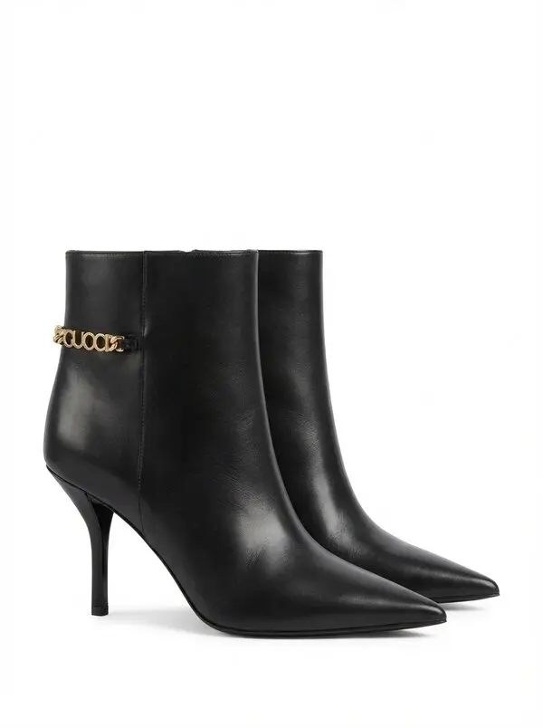 Gucci Logo Plaque Pointed Toe Ankle Boots