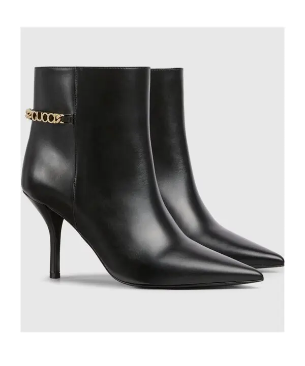 Gucci Logo Plaque Pointed Toe Ankle Boots