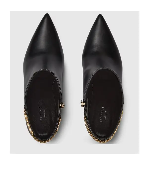 Gucci Logo Plaque Pointed Toe Ankle Boots