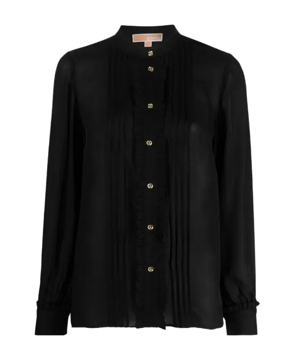Michael Kors Pleated Ruffle Buttoned Shirt