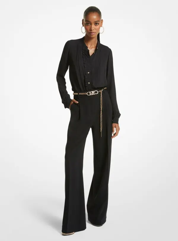 Michael Kors Pleated Ruffle Buttoned Shirt