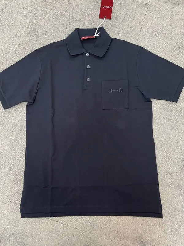 Gucci Embroidery Piquet Polo Shirt - Dark Blue