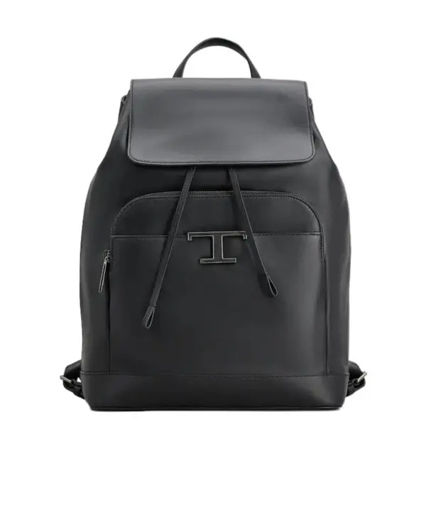 TOD'S Medium Timeless Logo Plaque Backpack - Black