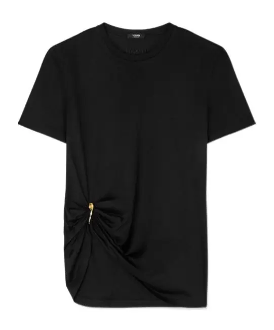 Versace Safety Pin Detailed Short-sleeved Top - Black